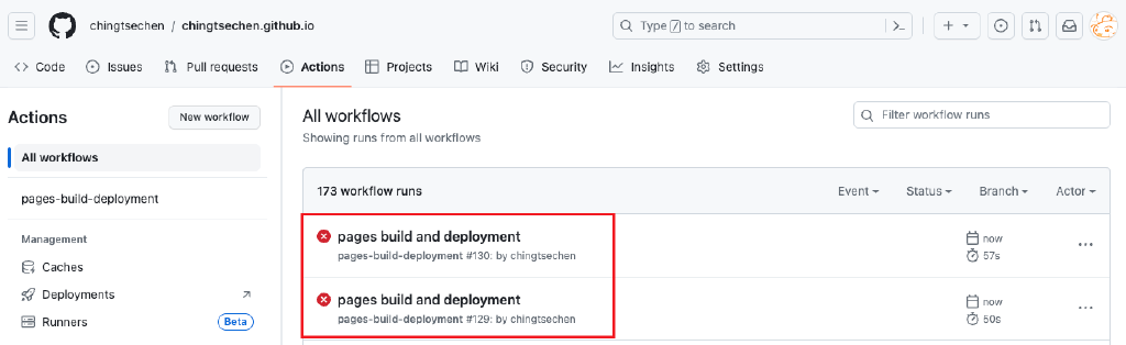 Github Pages Deploy Error 佈屬失敗解決報錯原因deployment Request Failed For Xxx Due To In Progress,please